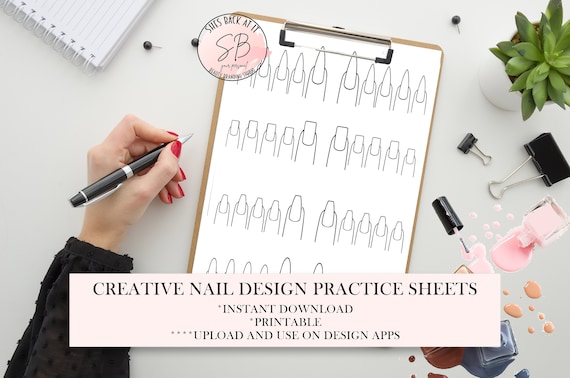 Nail Design Practice Pages Custom Nail Design Creative Nail - Etsy