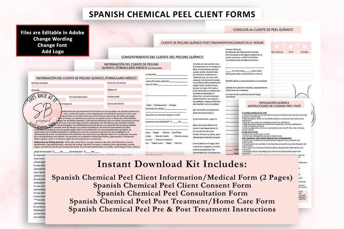 Spanish Chemical Peel Consent Form, Facial Forms, Spanish Esthetician ...