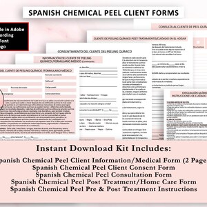 Spanish Chemical Peel Consent Form, Facial Forms, Spanish Esthetician ...