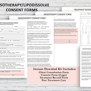 Mesotherapy Consent Form, Lipodissolve Consent Form, Esthetician Form, Beauty Form, Treatment ...