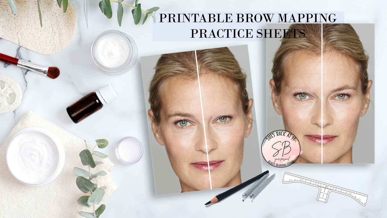 PMU Template Eyebrow Mapping Practice Sheets Microblading - Etsy