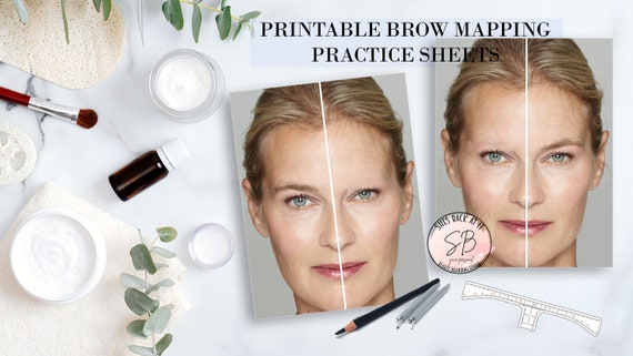 Pmu Template Eyebrow Mapping Practice Sheets Microblading Etsy