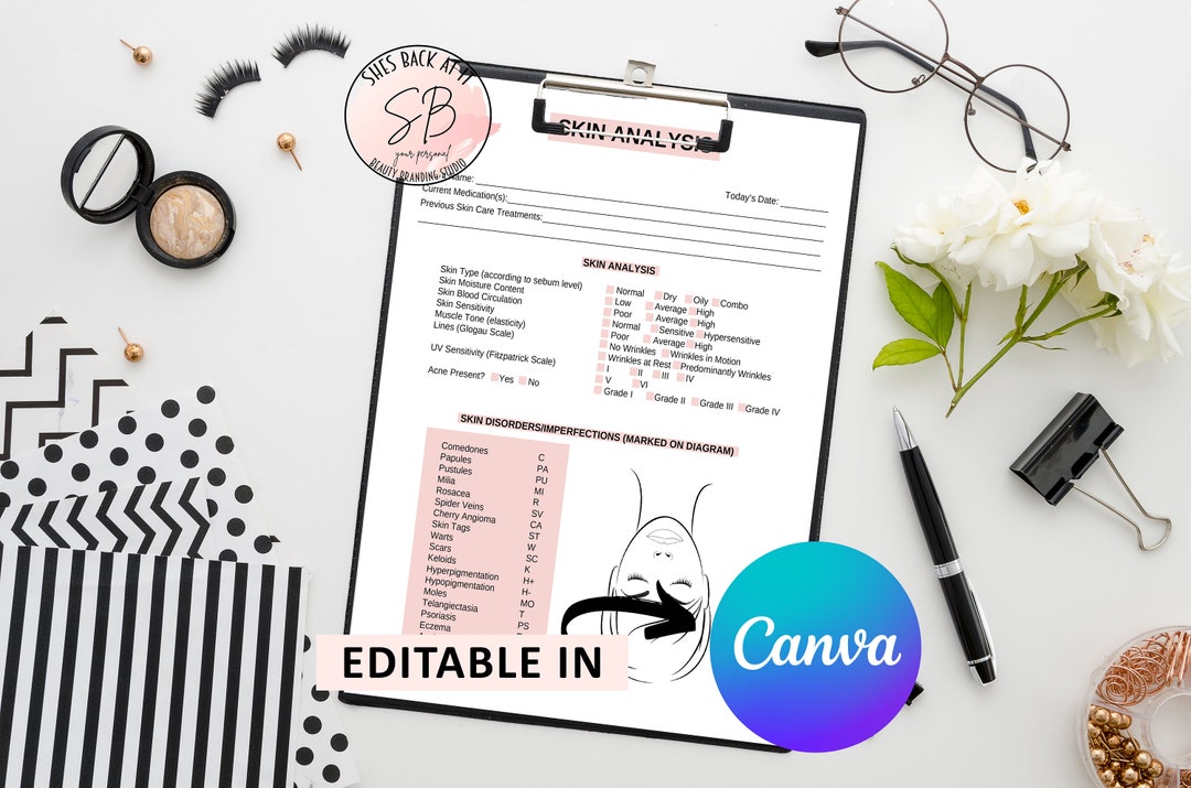 Editable Skin Analysis & Treatment Chart Forms, Skin Analysis Form ...