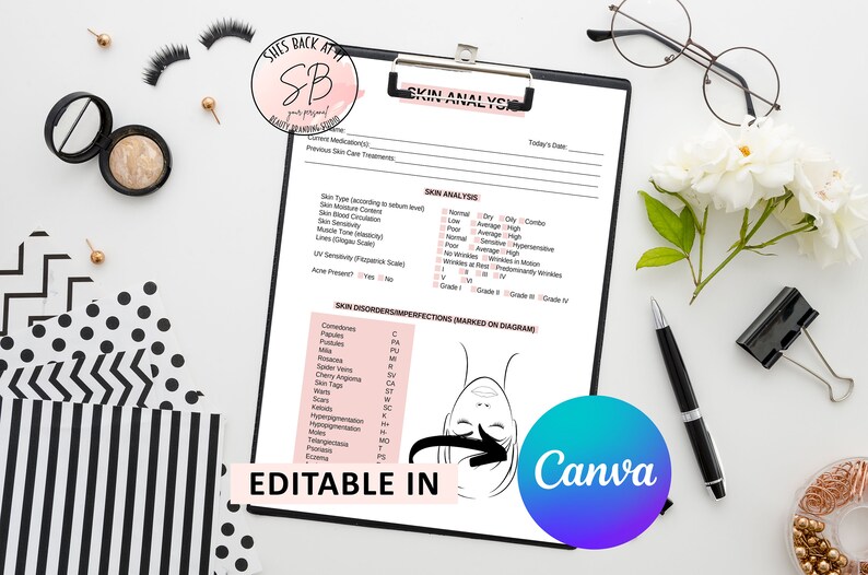 Editable Skin Analysis & Treatment Chart Forms Skin Analysis | Etsy