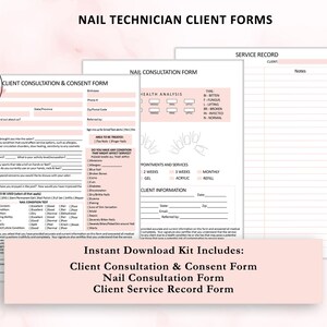 Nail Technician Consent Form, Nail Tech Client Form, Nailtech Consent ...