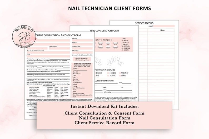 Nail Technician Consent Form Nail Tech Client Form Nailtech | Etsy