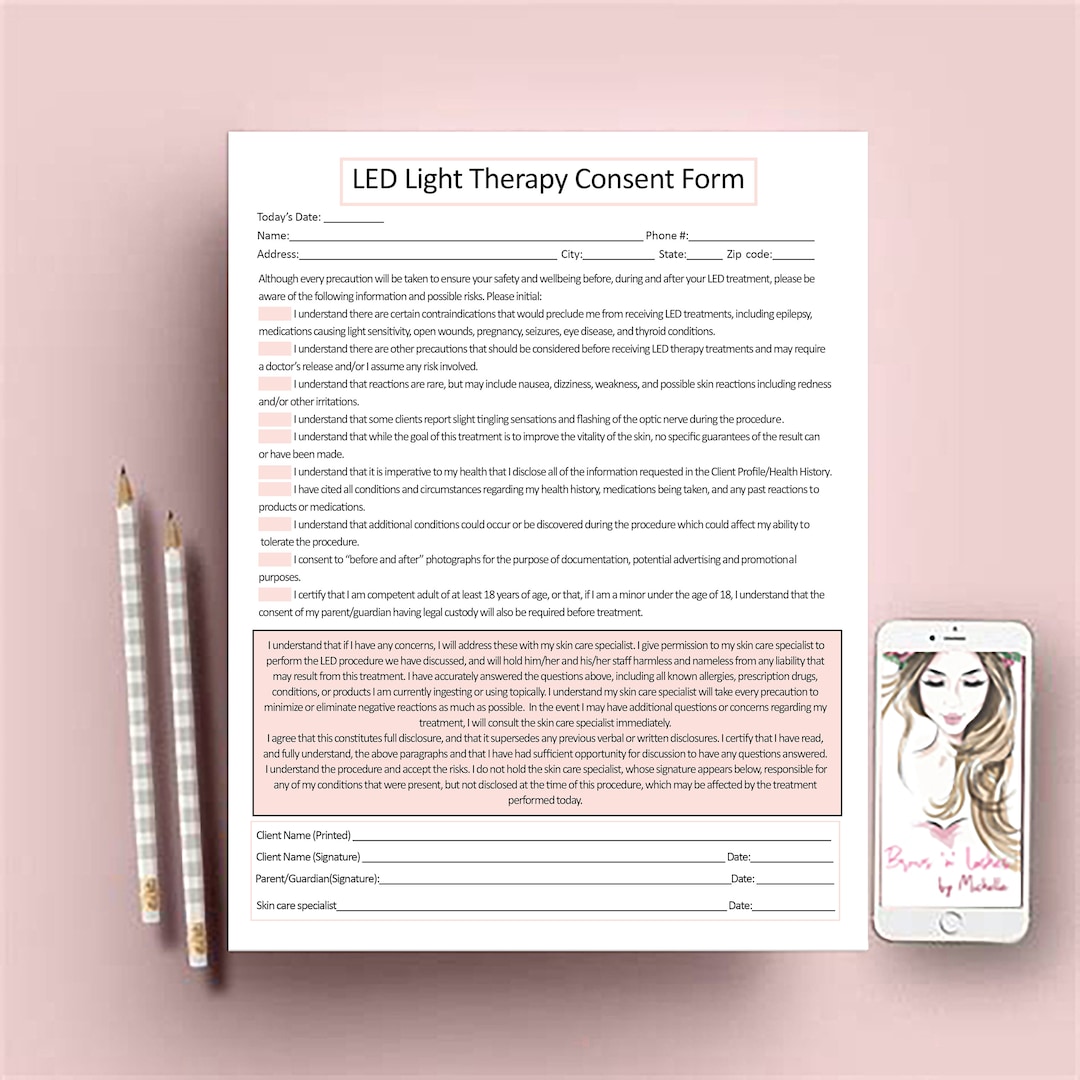 LED Light Therapy Form, Light Therapy Forms, Esthetician Consent Forms ...