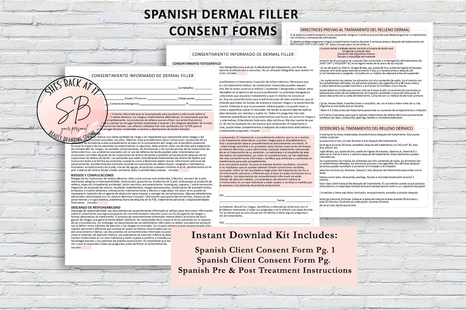 Spanish Dermal Filler Consent Form, Injectables Consent Forms Dermal ...