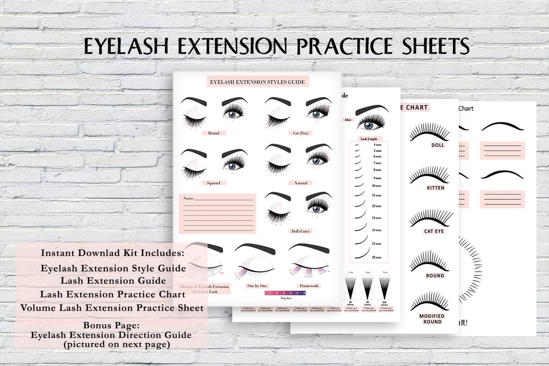 Eyelash Extension Practice Sheets, Eyelash Extension Forms, Lash ...