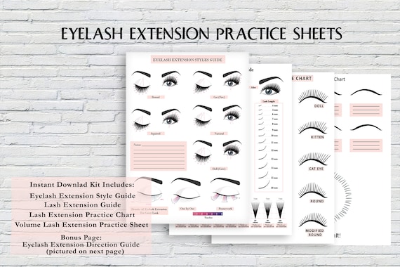 Eyelash Extension Practice Sheets Eyelash Extension Forms - Etsy