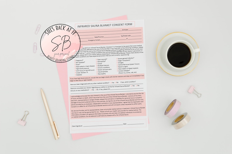Infrared Sauna Blanket Consent, Sauna Blanket Consent Form, Liability ...