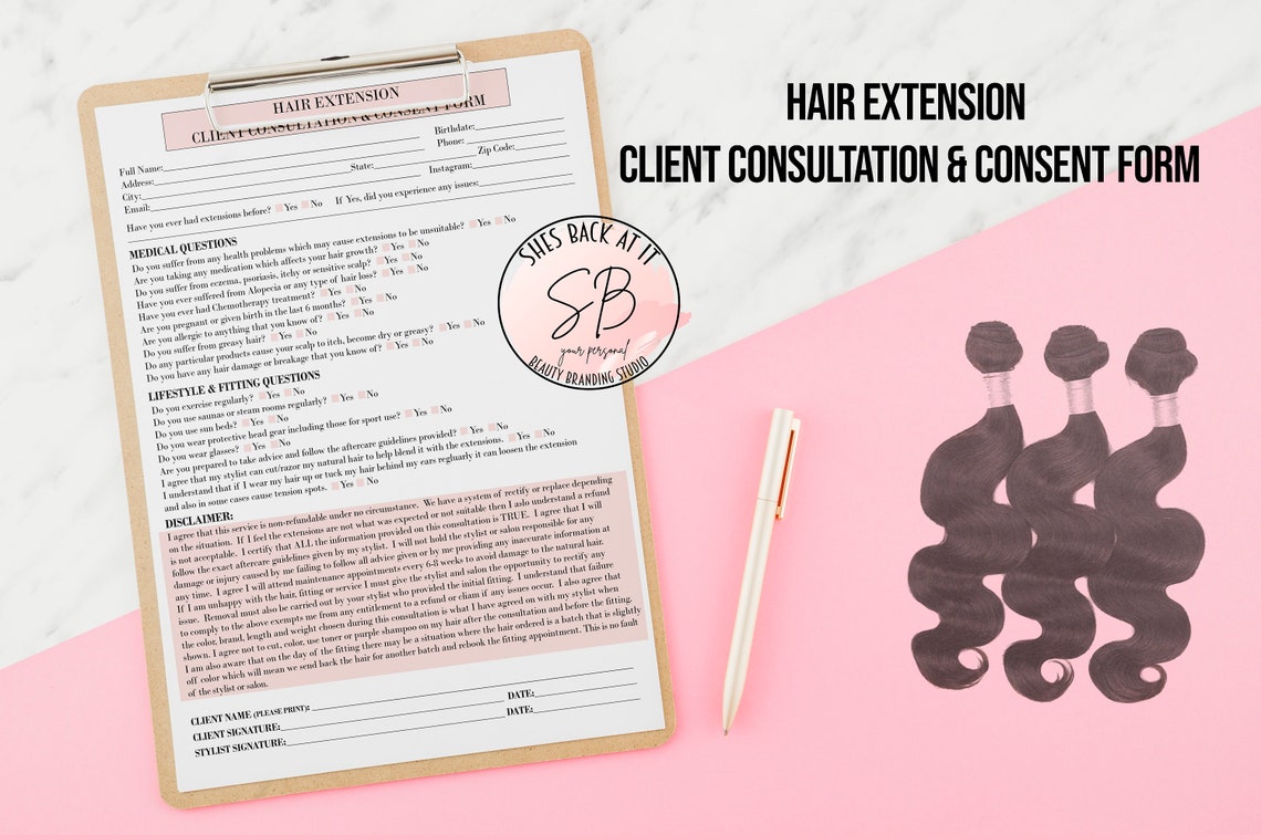 Hair Extensions Client Consultation and Consent Form, Hair Extensions ...