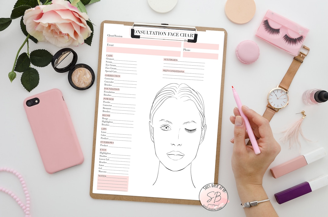 Makeup Artist Face Chart, Makeup Artist Form, Freelance Makeup Form ...