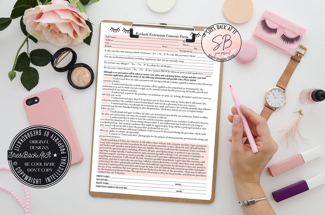Eyelash Extension Client Consent Form, Eyelash Extension Form, Client ...