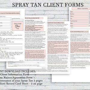 Spray Tan Client Forms, Spray Tan Forms, Client Information Form ...