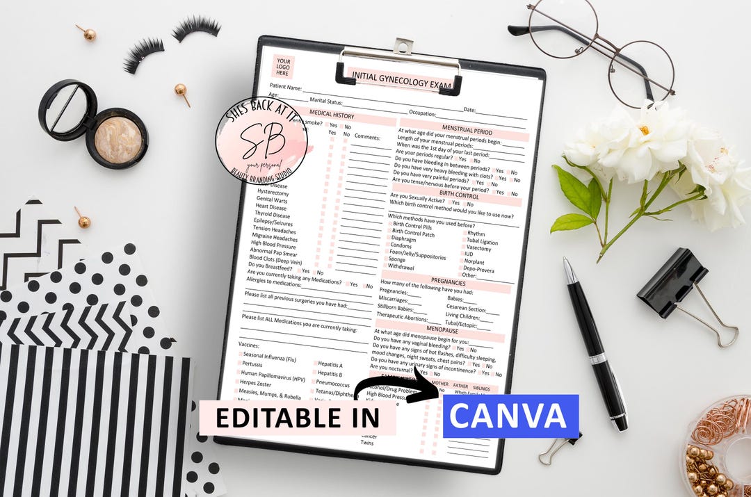 OBGYN New Patient Questionnaire Template, Gynecology Exam Intake Form ...