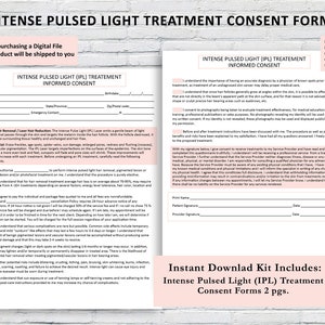Intense Pulsed Light Informed Consent, IPL Consent Form, Laser Skin ...