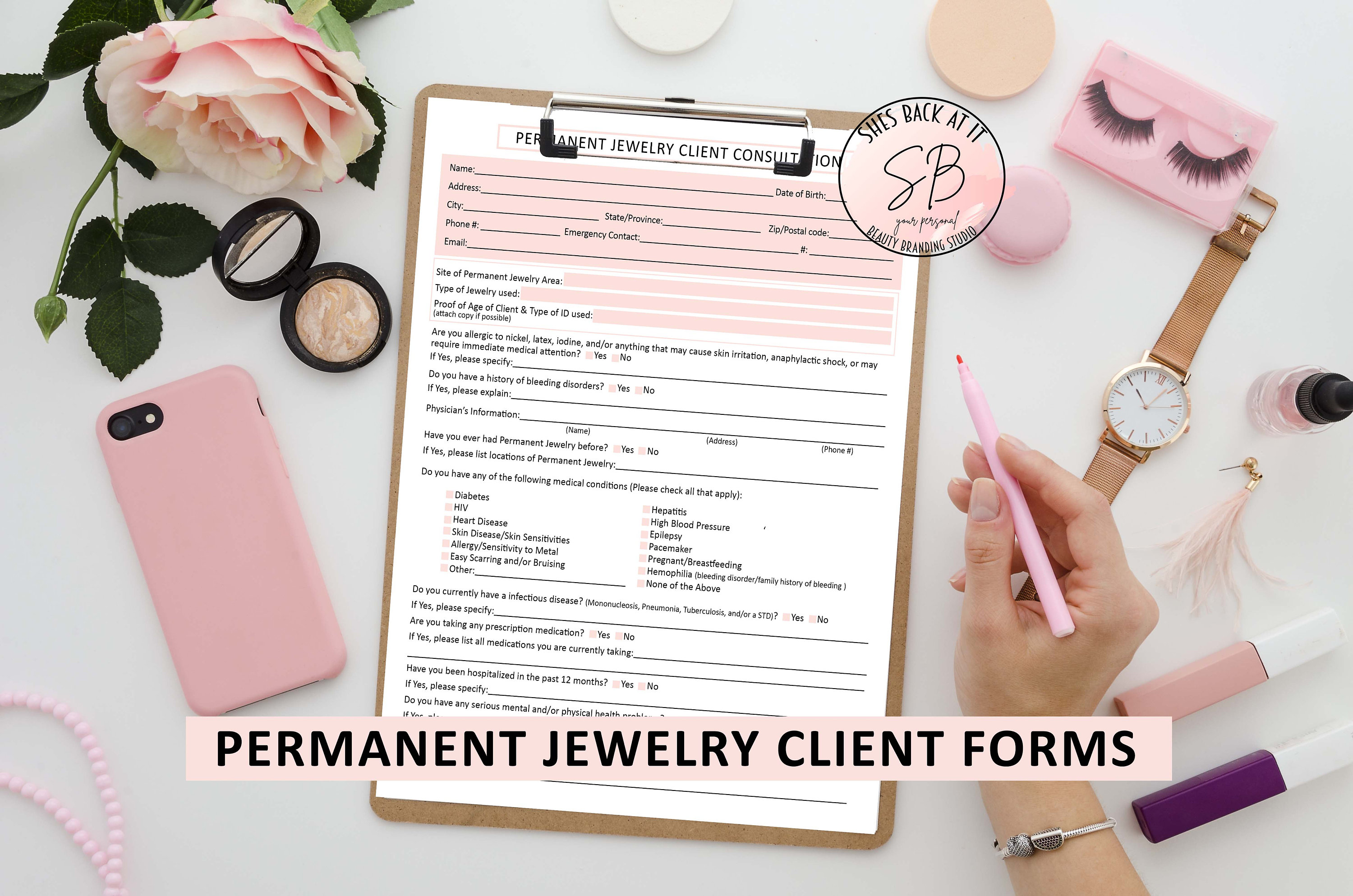 Permanent Jewelry Consent Form, Editable Permanent Jewelry Waiver ...