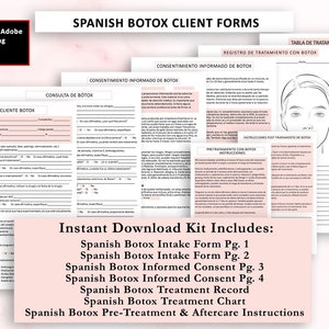 Spanish Botox Client Forms Bundle, Botox Consent Form, Botox Pre ...