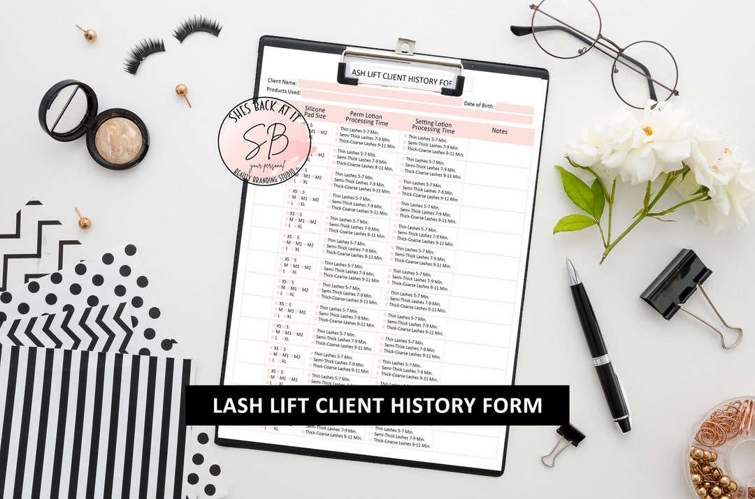 Lash Lift Treatment Record Form, Lash Business Client Record, Lash Lift ...