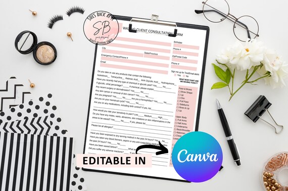 Waxing Consent Form Waxing Intake and Consent Form - Etsy