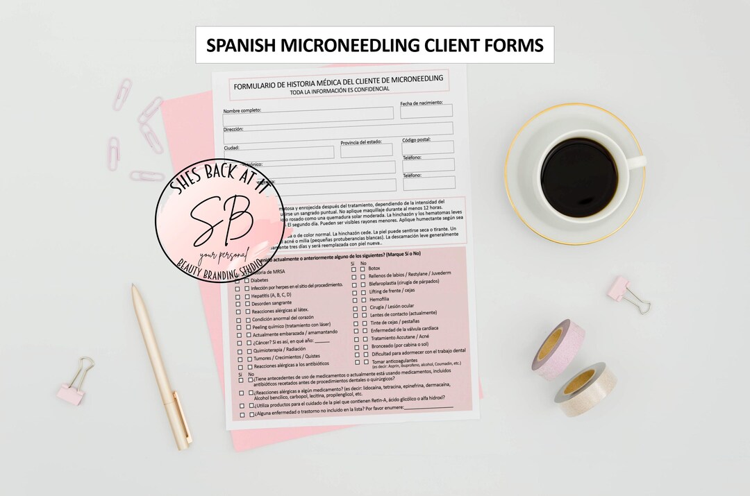 Spanish Microneedling Forms, Spanish Esthetician Intake Form, Micro ...