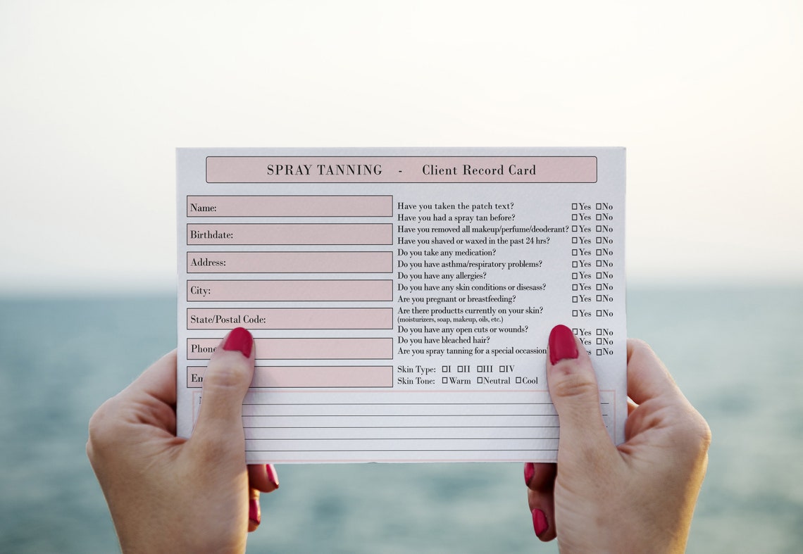 Spray Tan Client Record, Spray Tanning Business Form, Spray Tanning ...