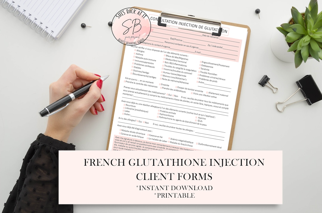 French Glutathione Injection Consent Forms, Glutathion Shot Informed ...