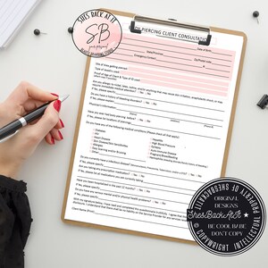 Body Piercing Consent Form, Body Piercing Release of Liability, Body ...