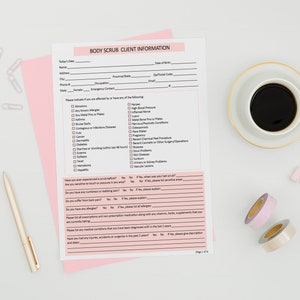 Body Scrub Client Forms, Body Scrub Consent Form, Esthetician Consent ...