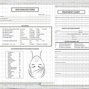 Skin Analysis & Treatment Chart Forms, Skin Analysis Form, Skin ...