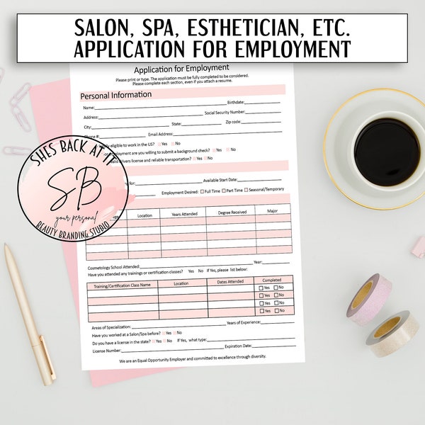 Job Application Template - Etsy