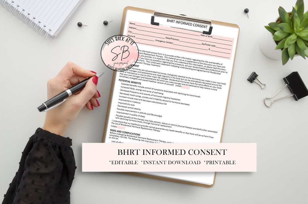 BHRT Consent Form, Bioidentical Hormone Replacement Therapy Informed ...