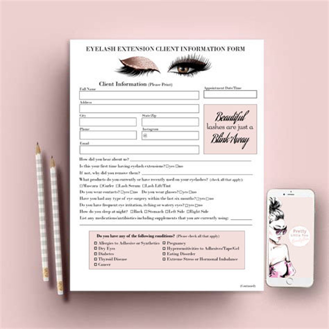 Bronze Eyelash Extension Forms, Client Consent Form, Client Information ...