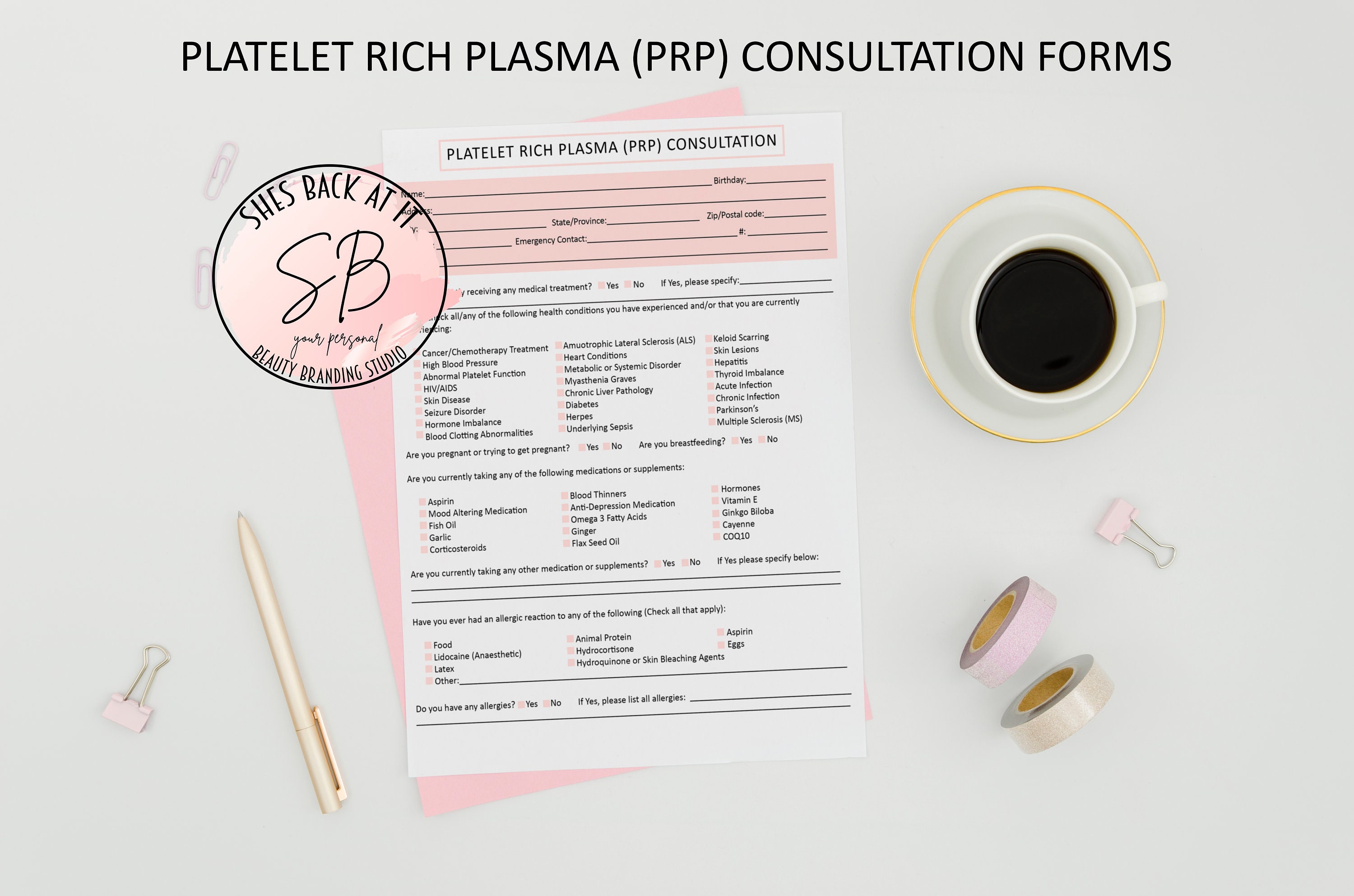 Platelet Rich Plasma Treatment Client Forms, Vampire Facial Consent ...
