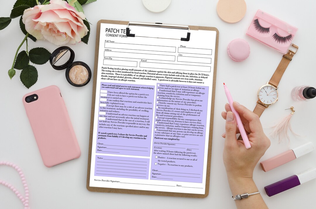 Patch Test Form, Brow Tint Patch Test, Patch Test Consent Form, Tint ...