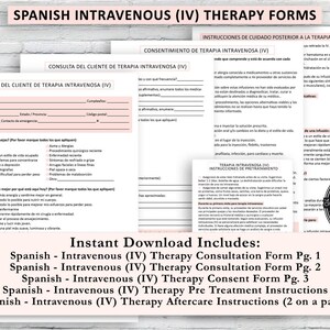 Spanish Intravenous Therapy Client Forms, IV Drip Intake Form, IV ...