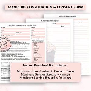 Manicure Consent Form, Nail Technician Forms, Nail Artist Client Forms ...