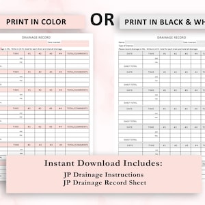 JP Drainage Record Form, Drain Record Sheet, Post Masectomy Drain Care ...