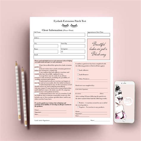 Eyelash Extension Patch Test Form Eyelash Extension Form | Etsy
