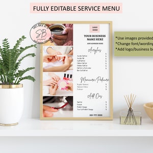 Nail Artist Price List, Editable Price List Menu, Nail Technician Price ...