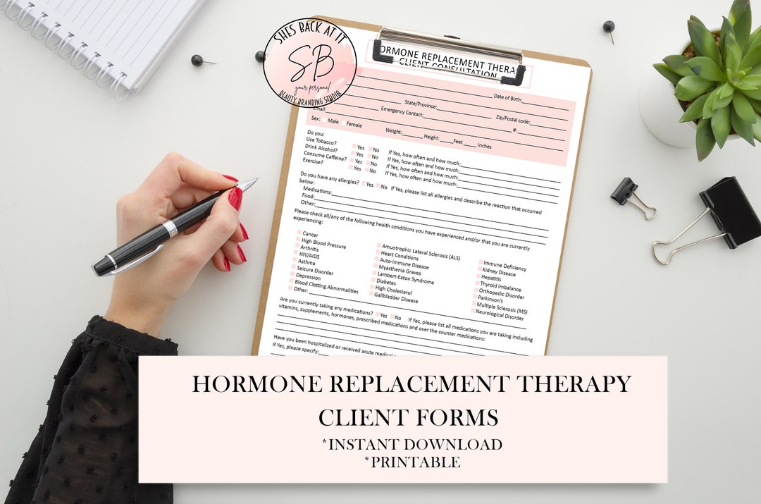 Hormone Replacement Therapy Intake Form, HRT Consent Form, Hormone ...