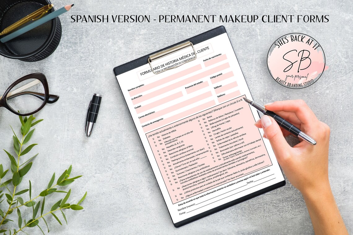 Spanish Permanent Makeup Consent Form, Spanish Permanent Makeup Forms ...
