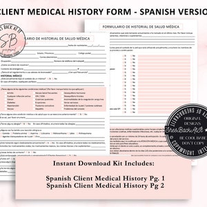 Spanish Medical History Form, Spanish Client Intake Form, New Client ...