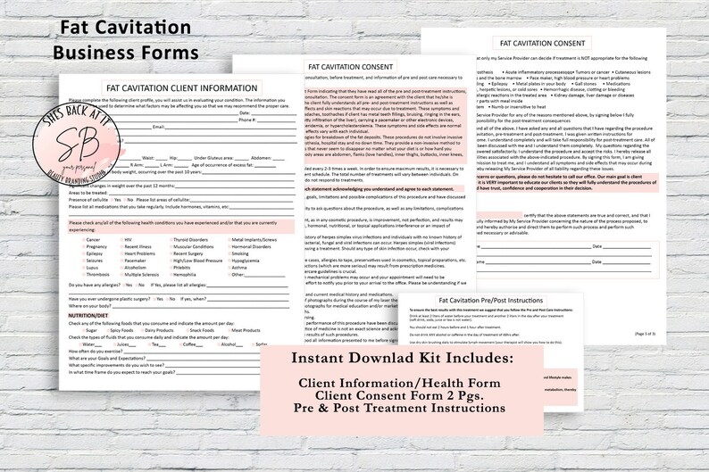 Fat Cavitation Consent Form Fat Cavitation Intake Form | Etsy