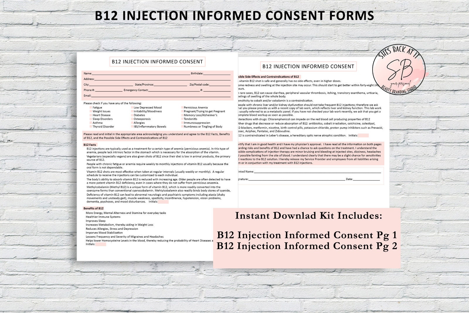 B12 Shot Consent Forms B12 Injection Informed Consent B12 - Etsy UK