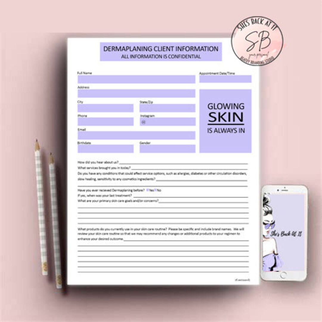Dermaplaning Client Forms, Facial Forms, Esthetician Consent Forms ...
