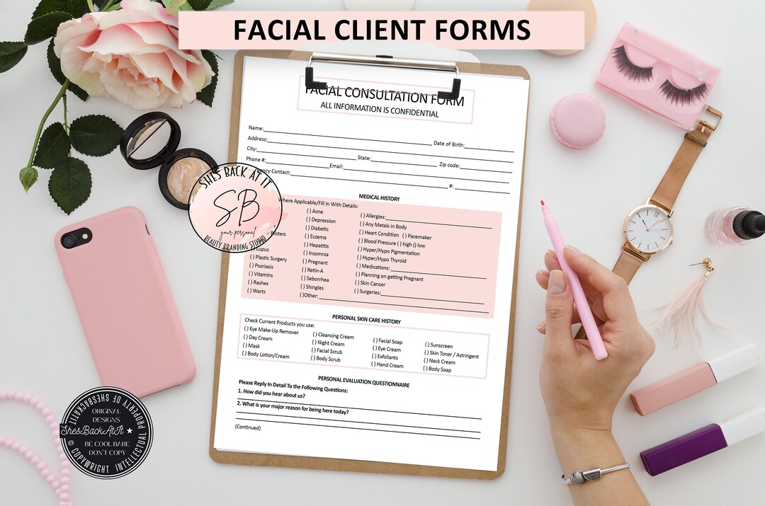 Facial Consultation Form, Facial Forms, Esthetician Consent Forms ...