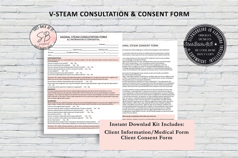 V-steam Consultation Form Vaginal Steam Forms V-steam - Etsy