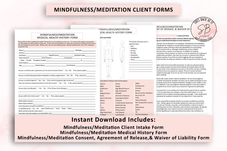 Mindfulness Client Forms Meditation Intake Form - Etsy Mindfulness Client Forms Meditation Intake Form - Etsy